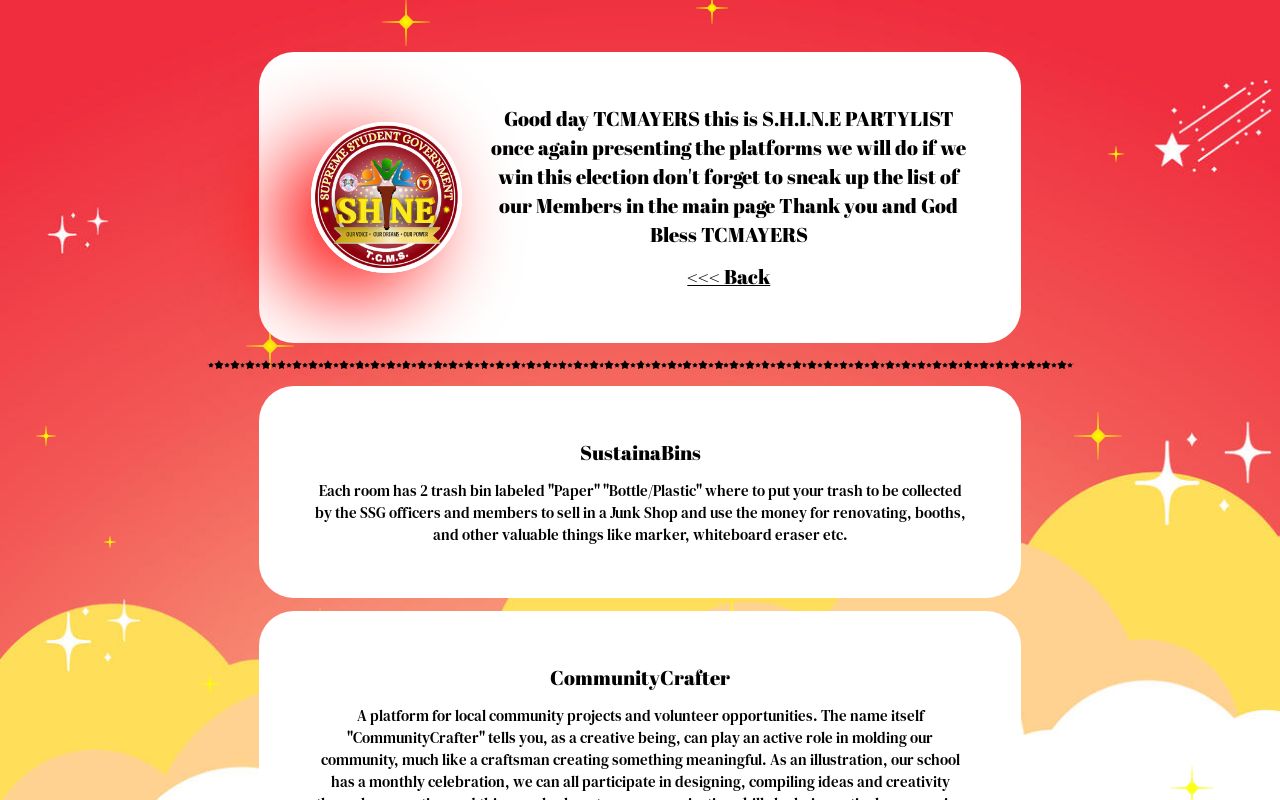 S.H.I.N.E Partylist Platform